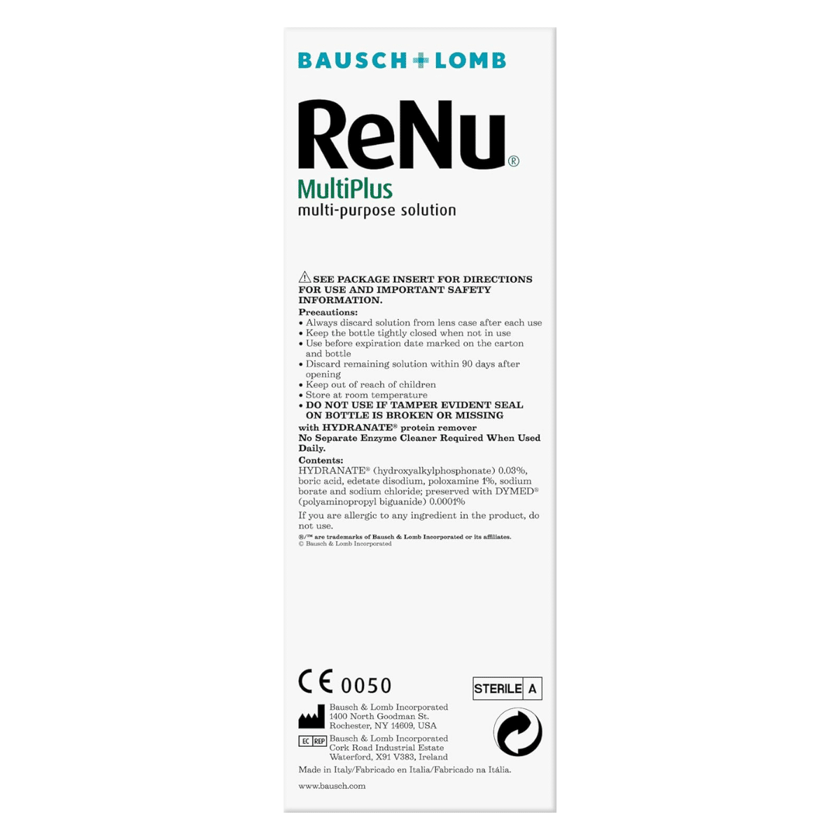 תמיסה רב תכליתית, רניו מולטי פלוס (ReNu MultiPlus 360ml) || עדשות